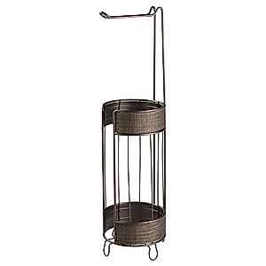 InterDesign Twillo Free Standing Toilet Paper Roll Holder – Dispenser and Spare Roll Storage for Bathroom, Bronze
