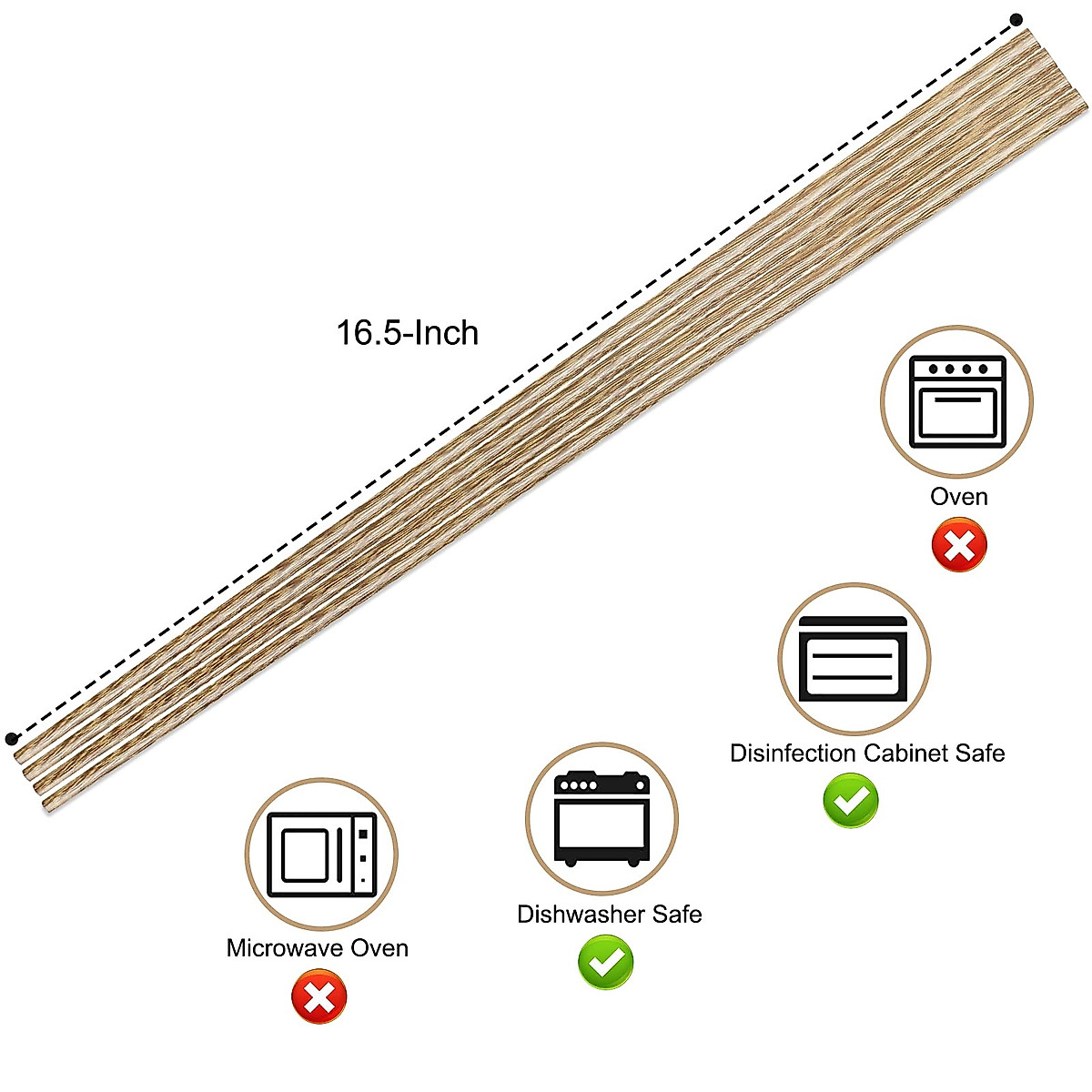 2 Pairs Classic 16.5 Inches Wooden Chopsticks Extra Long Splashproof for Frying Hotpot Cooking Noodles, Premium Natural Wenge Wood Chopsticks Gift Set Dishwasher Safe Reusable Heatproof Oilproof