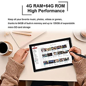 Tablet Android 11.0 Tablet, 2 in 1 Tablet 10.1 Inch, 64GB ROM+4GB RAM, CPU 1.8Ghz Dual 8MP Camera, 6000mAh Battery IPS WIFI Bluetooth Tablets PC with Keyboard Case Mouse Film Stylus Tablet computer.