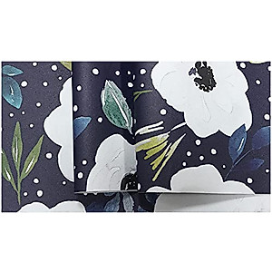 HAOKHOME 93245-3 Peel and Stick Floral Wallpaper Home Decor Removable Navy/White/Blue Vinyl Self Adhesive Mural 17.7in x 9.8ft
