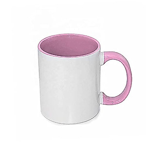 MR.R 11oz Sublimation Blank Coffee Mugs,Cup Blank White Mug Cup with Pink Color Mug Inner and Handle,Set of 6