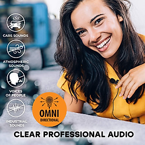 Professional Wired Lavalier Lapel Clip On Microphone for iPhone and Android Smartphone or Camera Omnidirectional Tiny Shirt Mic for Recording with Clip-on Perfect for Vloggers and Bloggers