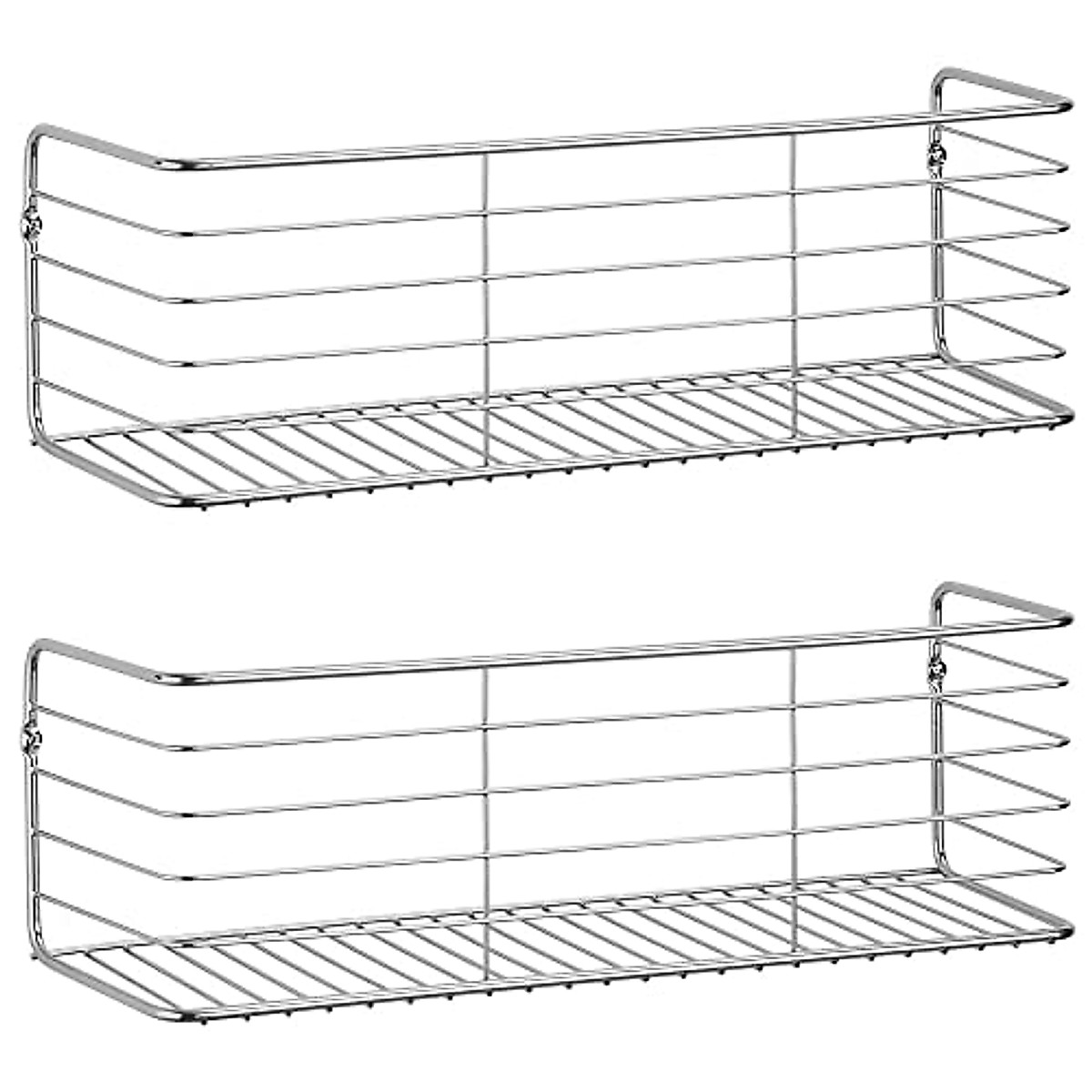 mDesign Wide Metal Wall Mount Decor Storage Organizer Display Shelf - Hang in Bathroom, Kitchen, Entryway, Hallway, Mudroom, Bedroom, Laundry Room - Concerto Collection, 2 Pack - Chrome