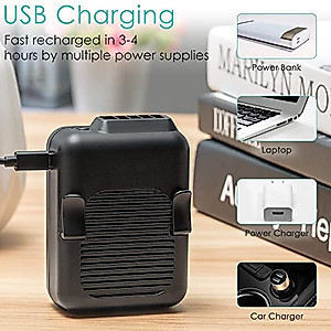panergy Rechargeable 6000mAh Portable Waist Clip Fan, Necklace Fan with 23H Working Time, 3 Speeds, 5100RPM Strong Airflow for Outdoor Works, Farm, Gardening, Hiking