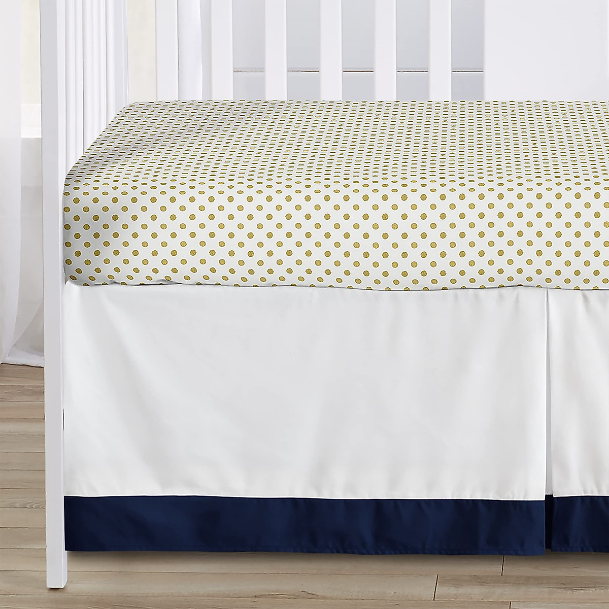 Navy Blue, Gold, and White Patchwork Big Bear Boy Baby Crib Bedding Set by Sweet Jojo Designs - 4 Pieces