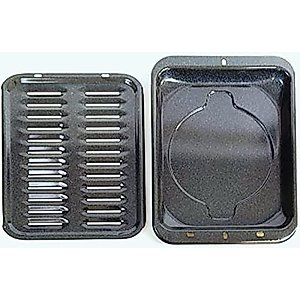 Broiler Pan for Oven Nonstick Porcelain Coated - 16.75” x 12.6” GE WB48X10056 Replacement Broiling Pan for Oven With Rack for High-Temperatures - Oven Broiler Pan Heats Evenly and Drains Fat