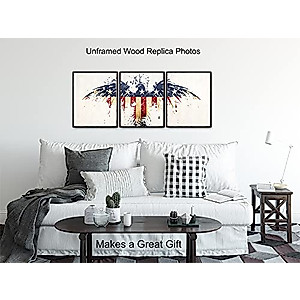 Patriotic Decor - American Eagle Wall Decor - American Flag Wall Decor - Patriotic Decorations - USA Wall Art - Patriotic Gifts for Marine, Army, Air Force, Navy Veteran - 8x10 Poster Set