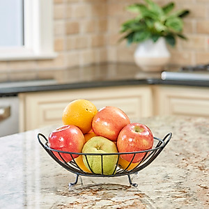 Spectrum Yumi Arched Fruit Bowl Server (Black) | Dining Table & Kitchen Counter Organizer, Modern Fruit Basket Stand | Yumi Collection