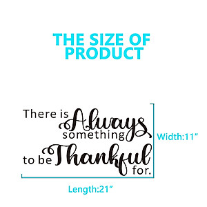 Dining Room Wall Decor, Kitchen Wall Decals, (Easy to Apply), Wall Stickers Vinyl Art Quotes Home Life Sign Words Dinner Room Family Sayings, There is Always Something to Be Thankful for 25"X7"