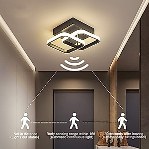 ADISUN Motion Sensor LED Ceiling Light, 22W Black Mount Motion Activated Light Fixture Ceiling lamp for Closet Laundry Bathroom Hallway Stair Porch Basement, Warm White 3000K