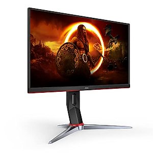 AOC 24G2 24" Frameless Gaming IPS Monitor, FHD 1080P, 1ms 144Hz, Freesync, HDMI/DP/VGA, Height Adjustable, 3-Year Zero Dead Pixel Guarantee,Black/Red