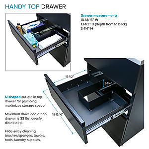 Transolid TC2D-2222-BB All-in-One 22 in. x 22 in. x 35 in. Metal Undermount Laundry/Utility Sink and Cabinet in Matte Black