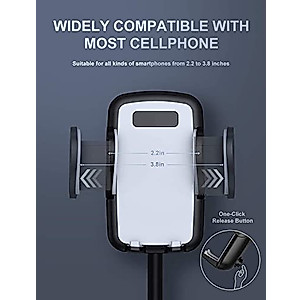 TSYMO Car Cup Holder Phone Holder - Cup Holder Phone Mount for Car 360° Adjustable Gooseneck Cup Holder Cradle for Cell Phone, iPhone,Samsung, LG, Sony and More, Black