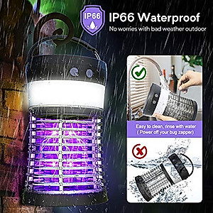 Bug Zapper, Electric Solar Mosquito Killer for Indoor & Outdoor, 3000V High Powered Pest Control Waterproof UV Mosquito Zapper,Rechargeable Insect Fly Trap for Home,Kitchen,Patio, Backyard,Camping