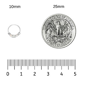 Handmade Silver Single 10MM Cartilgae Helix Piercing Hoop Earring with Trio White Opal, 925 Sterling Silver Very Small 10MM Thin 22 Gauge Hoop for women, By Miya Jewelry Creations