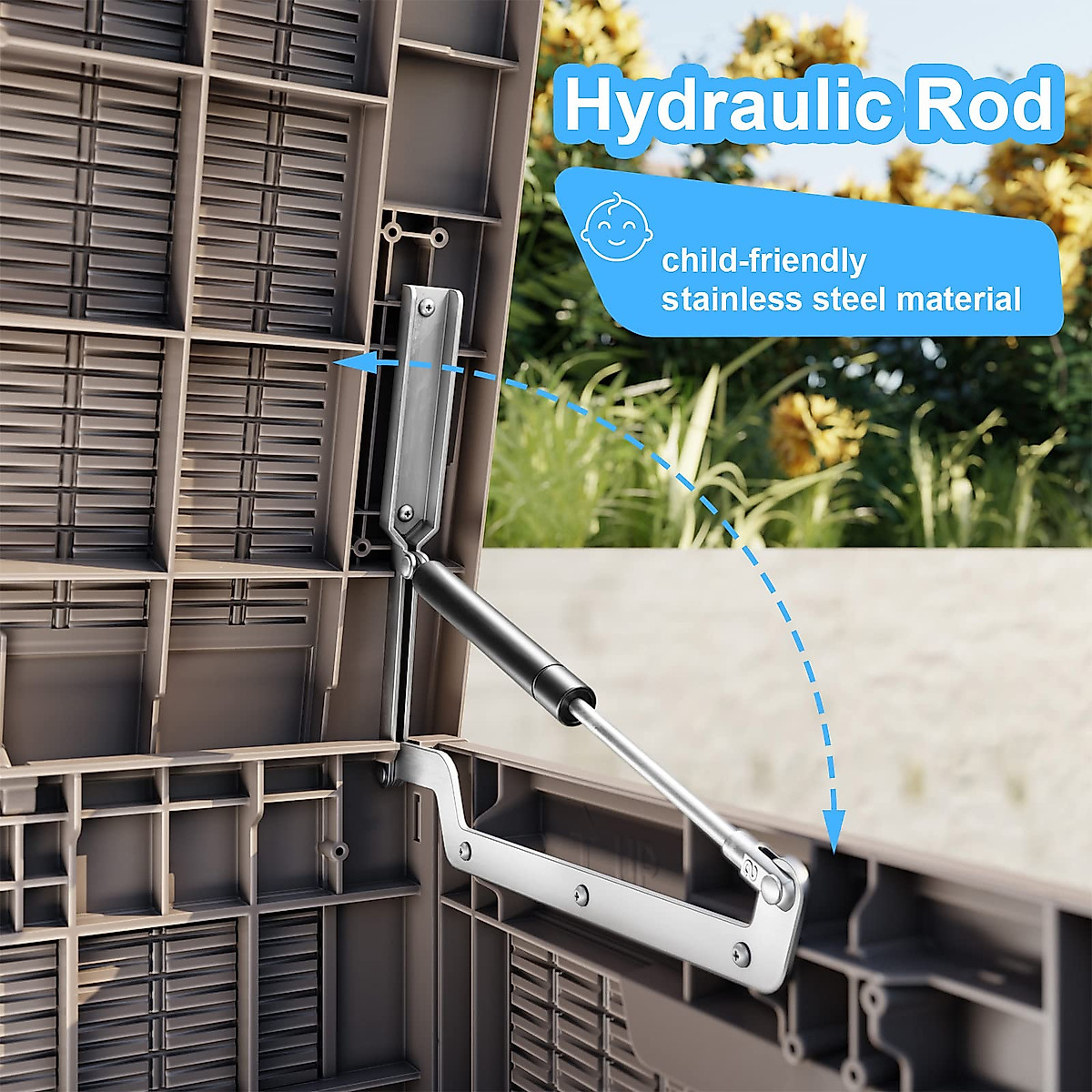 MAIUSCOLI 100 Gallon Outdoor Storage Box - Resin Deck Box for Waterproof Patio Furniture and Storage Bench - Lockable and UV-resistant for Pool and Outdoor (Grey)