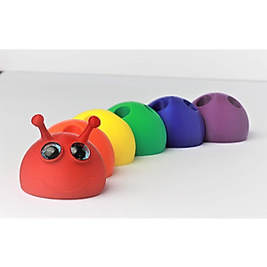 Test Tube Rack, 16mm Tube Size, Holds 15 Tubes, Fun Caterpillar Design (Rainbow, 16mm Tube Size)