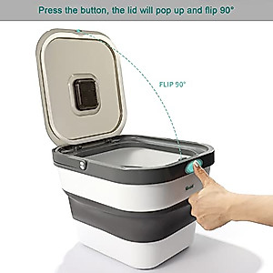 Treetoi Rice Storage Container Dog Food Storage Container 20 Lbs Rice Dispenser Collapsible Food Storage Bin with Airtight Locking Lid