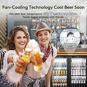 BODEGACOOLER Back Bar Cooler With 2 Glass Doors,Under Counter Back Bar Refrigerator 7.4 Cu.Ft with LED Lighting,Commercial Display Beverage Cooler for Beer,Soda Drinks,Wine