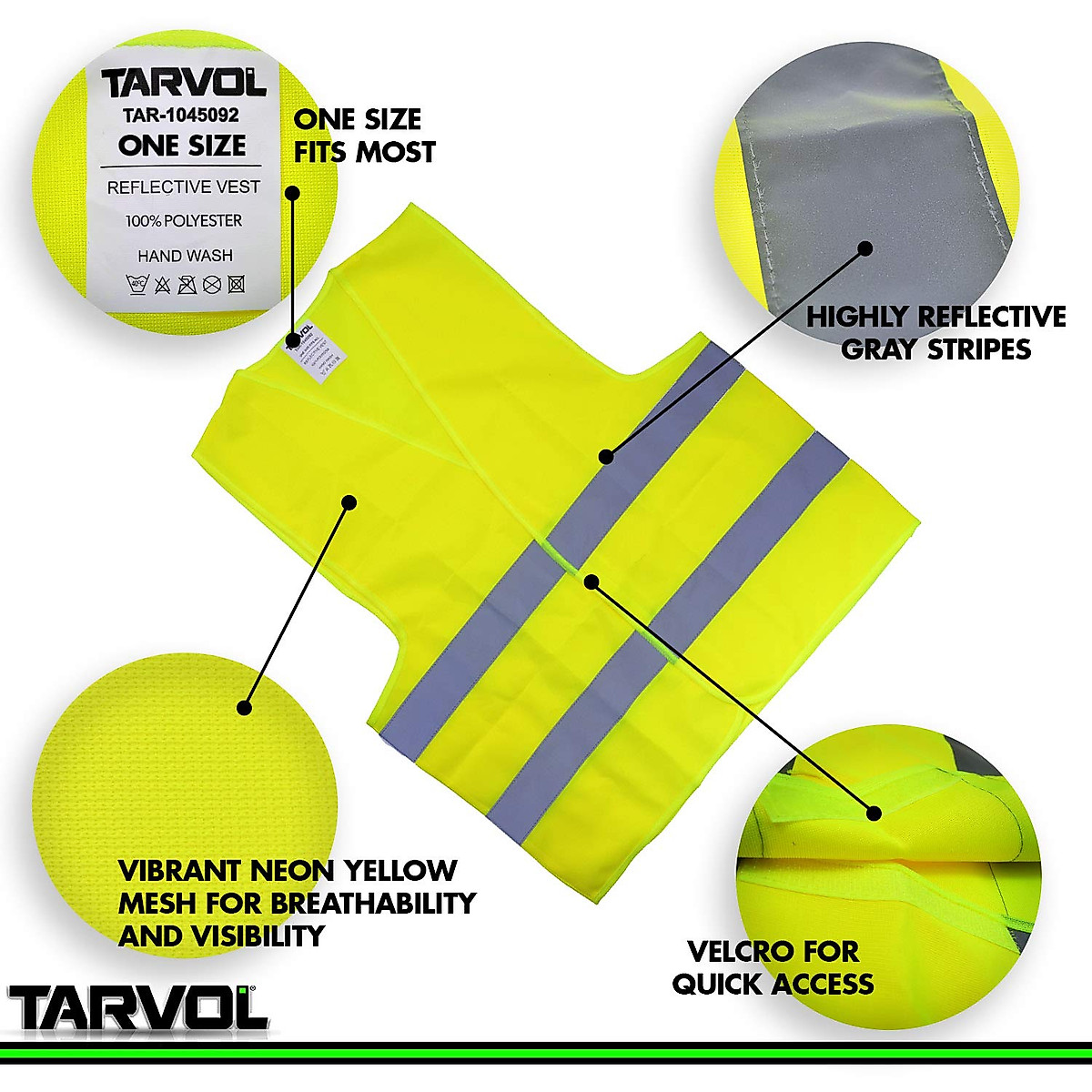 Safety Reflective Vest (ULTRA HIGH VISIBILITY BRIGHT NEON YELLOW) Perfect for Running, Jogging, Walking, Construction, Cycling, Motorcylcle Riding, and More!