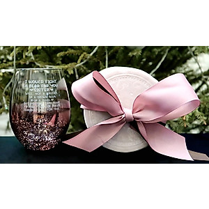 Mothers Day Gifts for Sister, I Would Fight A Bear for You A Care Bear Stemless Pink Wine Glass