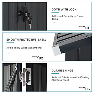 Verano Garden 8'x6' Outdoor Storage Shed, Galvanized Metal Steel Garden Shed with Upgrade Window, Double Door W/Lock, Bike Storage for Backyard, Patio, Lawn (96.85"x63.39"x77.56")