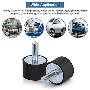 Rubber Mounts M8 M6 Anti Vibration Rubber Mount Cylindrical Isolator Vibration Isolation Mounts Shock Absorber Absorption Mount w/Threaded Stud Male Thread Silentblock Car Boat Bobbins, M8 Pack of 4