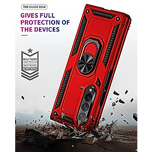 SunStory Compatible with Galaxy Z Fold 3 Case,Samsung Z Fold 3 Case [Military Grade16ft. Drop Tested] with Magnetic Kickstand Car Mount Cover for Samsung Galaxy Z Fold 3 5G 2021 (Z Fold 3, Dark Red)