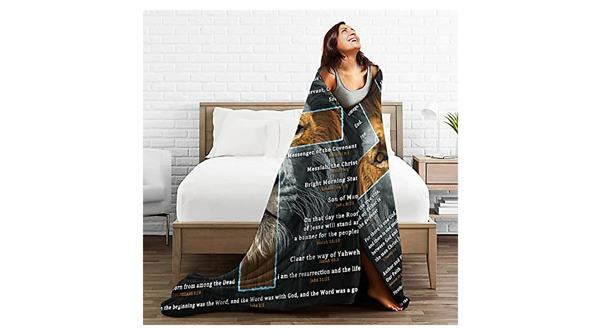Bible Verse Blanket with Christian Lion Design | Soft Comfort & Faith