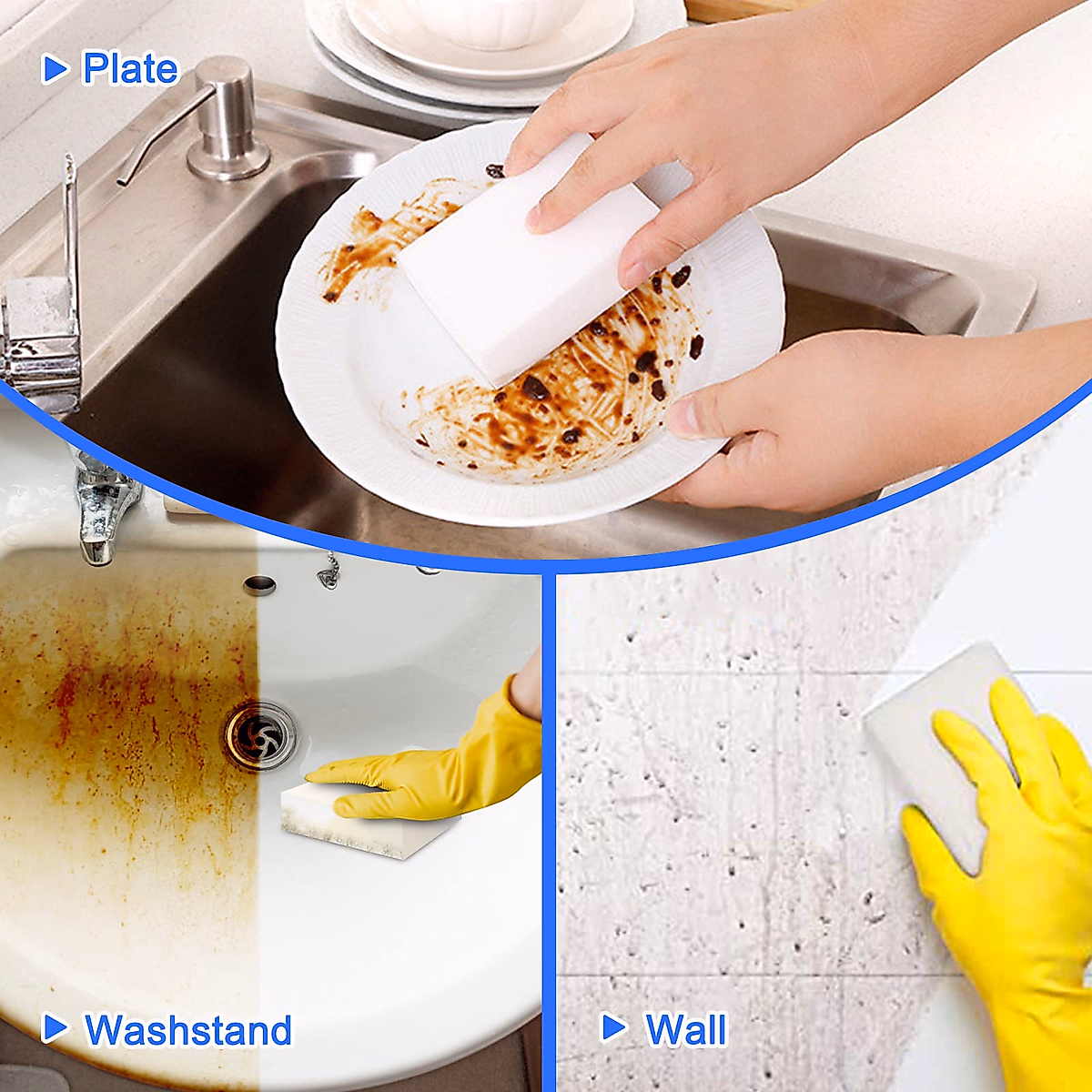 Melamine Sponge, 50/100 Pack Magic Sponge Eraser, Multi-Surface Household Cleaner Non-Scratch Scrub Sponge Pads for Cleaning Kitchen Dish, Bathroom, Bathtub, Sink, Shoes, Car, No Chemicals Added