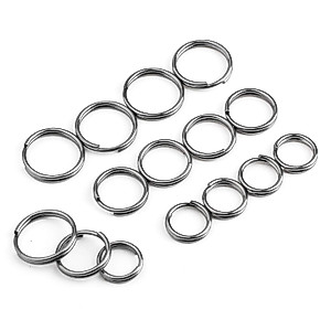 FEGVE Titanium Key Rings Split Rings, Small Keyrings, Jump Rings for Necklaces, Keys, Jewelry Attachment - 15pcs Mix 10/12/14mm (Silver)