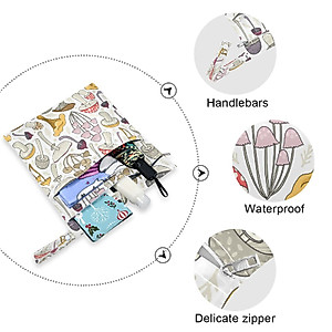 Kigai Colorful Mushroom Wet Dry Bags for Baby Cloth Diapers Waterproof Reusable Wet Bags with 2 Zippered Pockets for Travel Beach Pool Stroller Gym Swimsuits Wet Clothes (2 Pack)