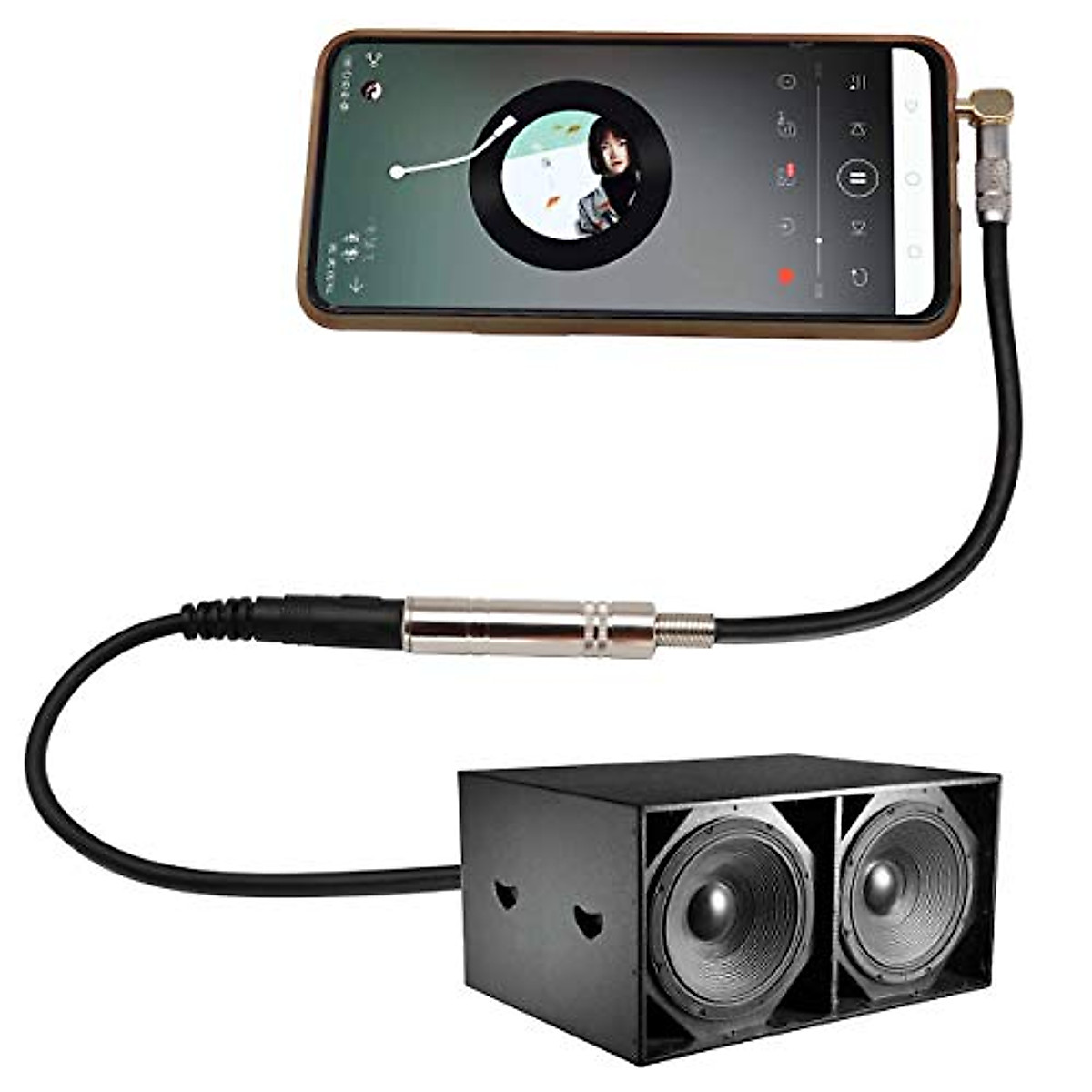 AAOTOKK 90 Degree 1/8 to 1/4 Stereo Adapter Cable, TRS 90 Degree 3.5mm Male to 6.35mm Female Stereo Audio Adapter for Amplifiers, Guitar,Home Theater Devices,Laptop etc.(9inch/24cm）