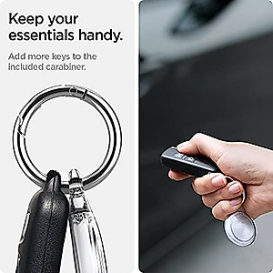 Spigen Ultra Hybrid Compatible with AirTag Case Cover AirTag Holder Designed for AirTag Keychain Ring (2021) - Crystal Clear