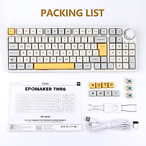 EPOMAKER TH96 96% Hot Swap RGB 2.4Ghz/Bluetooth 5.0/Wired Gasket Mounted Mechanical Keyboard with South-Facing RGB LEDs, 6000mAh Battery, Knob Control for Windows/Mac(Theory MDA, Flamingo)