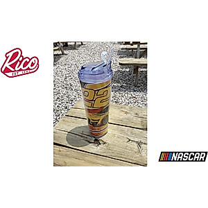 Rico Industries NASCAR Racing Joey Logano #22 PENZOIL 24oz Acrylic Tumbler with Hinged Lid, Officially Licensed Double Wall Tumbler with Straw