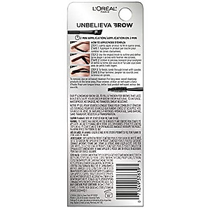 L'Oreal Paris Unbelieva-Brow Longwear Waterproof Tinted Brow Gel, Smudge-resistant, Transfer- Proof, Quick Drying, Easy and quick application with precise brush, Light Brunette, 0.15 fl. oz.