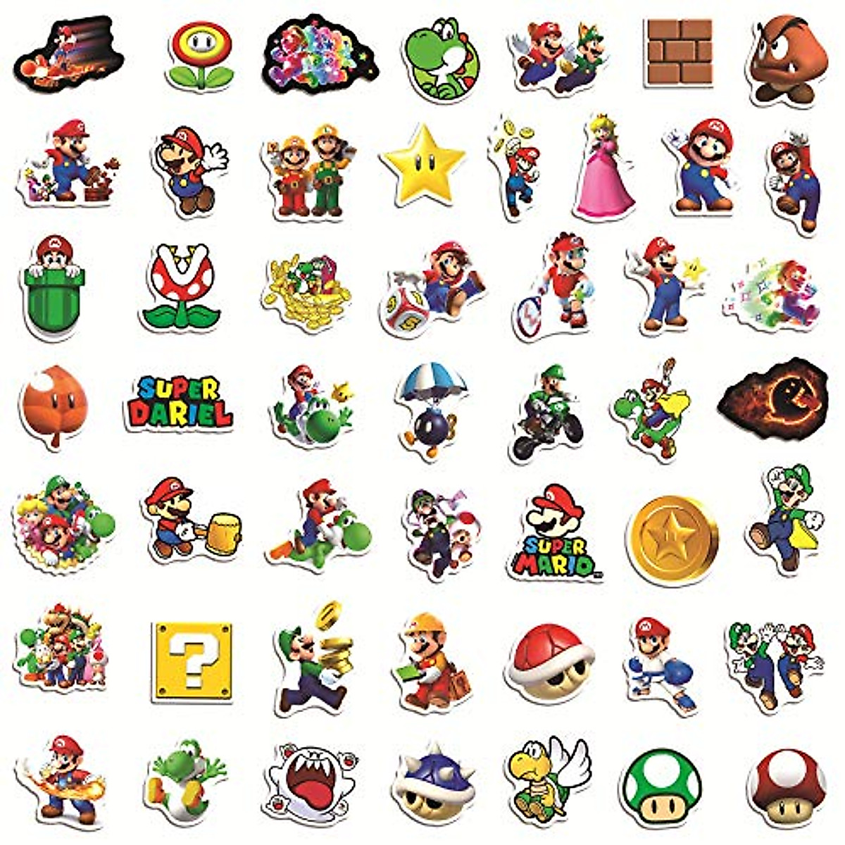 50Pcs Cartoon Mario Stickers for Kids，Cool Game Stickers Waterproof Vinyl Stickers for Water Bottle Laptop Luggage Skateboard Bike Decals (Mario)