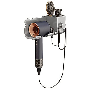 Wtxwood Wall-Mounted Hair Dryer Holder for Bathroom,Compact Hair Appliance Holder for Hairdryer, Flat Iron, and Curling Wand That Maximizes Space