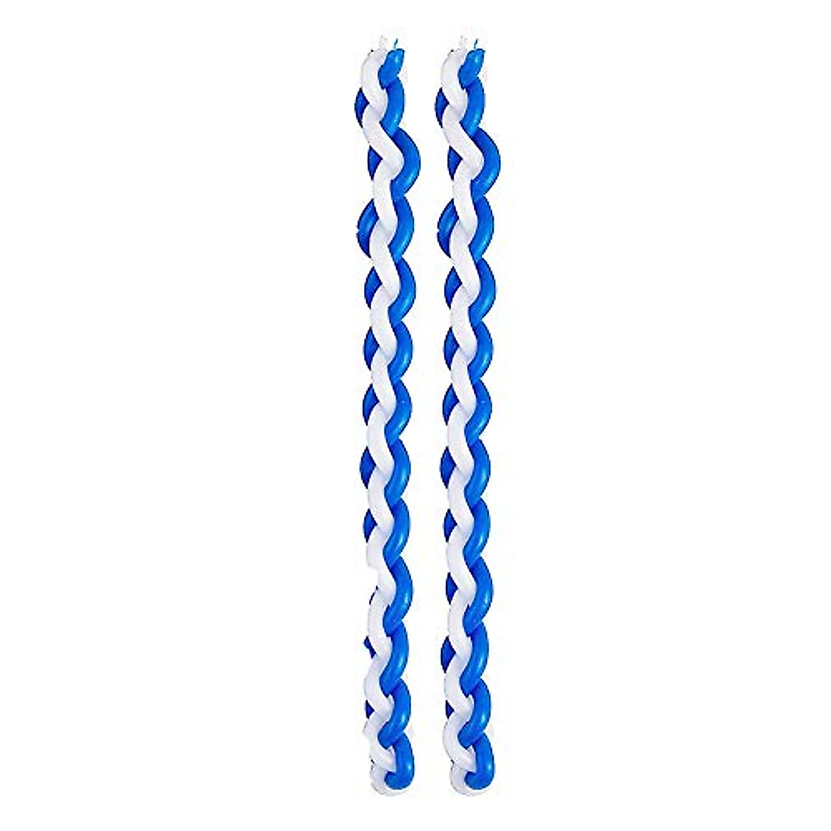 Ner Mitzvah Braided Havdalah Candle - 2-Pack - Round Blue and White Paraffin Wax - Handcrafted Havdallah Candle - Shabbat Judaica Gift