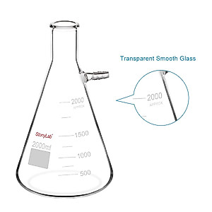 StonyLab Borosilicate Glass Filtering Flask, Bolt Neck with Tubulation (2 Pack) (2000ml)