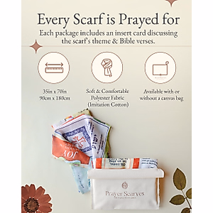 Joy Prayer Scarf - Large, Lightweight Prayerfully Made Bible Verse Shawl, 35x70", Colorful Uplifting, Meaningful Faith Gift (Scarf Only)