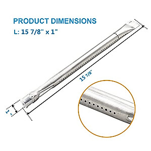 Zemibi Grill Burner Tube, 4 PC Universal Stainless Steel Pipe Tube BBQ Gas Repair Parts Kits for Brinkmann, Charmglow, Uniflame and Outdoor Gourmet Grill Models, Grill Replacement for CTB3, 15.875"