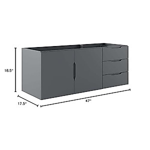 Modway Vitality 47" MDF and Particleboard Bathroom Vanity Cabinet in Gray