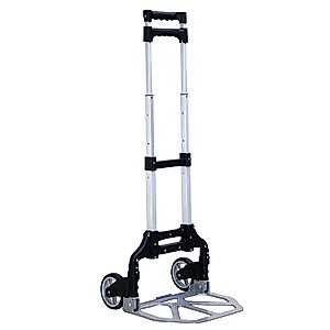 LMKOPUER Folding Hand Truck 180lbs, Portable Aluminum Luggage Hand Cart, Dolly Push Cart Trolley Cart with Wheels for Travel, Moving and Office Use