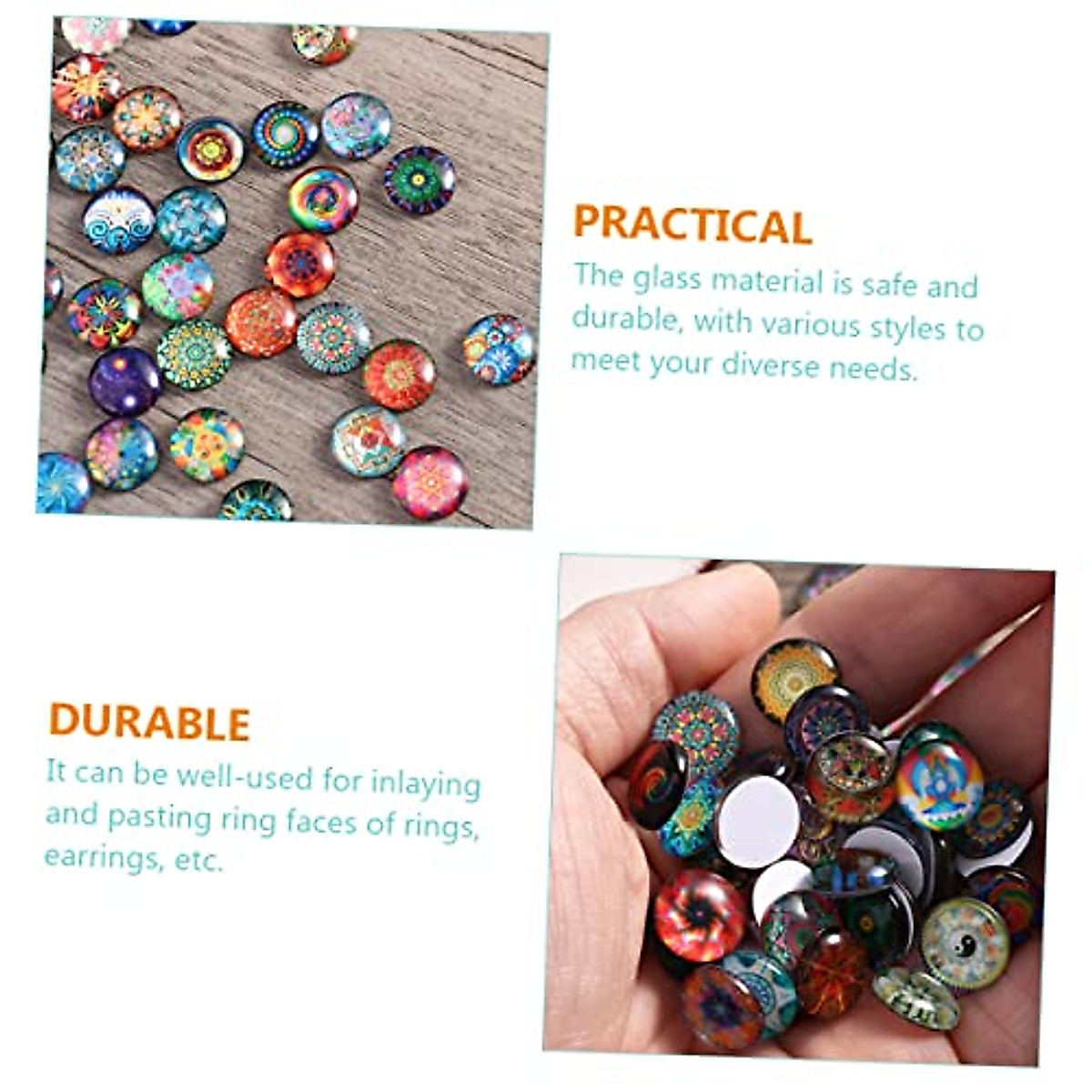 VILLCASE 200 pcs Gem Patch Mosaic Tile Jewelry Making Supplies Magnet Beads Beads DIY Domed Gemstone Patch Ear peircing kit Halloween Jewelry Gems Patch Glass 3D hat for Shoes