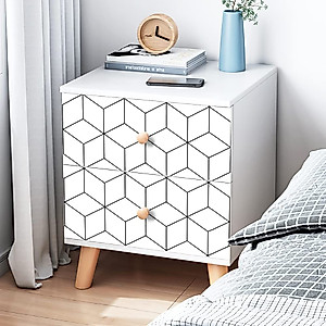 Yifasy Shelf Liner Black Cube Self-Adhesive Drawer Paper Furniture Protector Redo L Shaped Desk 118x17.7 Inch