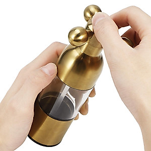 Pepper Salt Grinder Manual Spice Mill Grinder, Stainless Steel Salt And Pepper Grinder Seasoning Grinding Tool, Refillable Salt Pepper Grinder Set Kitchen Seasoning Kit Elegant Salt Pepper(Gold)