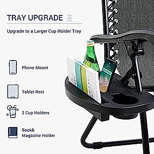 BELLEZE Zero Gravity Chairs Set of 2, Outdoor Adjustable Folding Lawn Chairs Recliner Chairs with Cup Holder Pillow, Lounge Chairs for Patio Camping Garden Beach Pool Side Deck, Gray