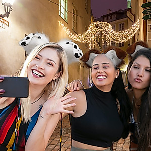 Focupaja Spotted Dog Anime Cosplay Puppy Fur Headband Doggy Ears Hairband Animal Ear Headress Hair Accessories for Halloween, Christmas, Costume Party